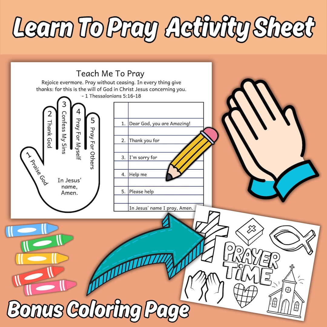 Teach Me to Pray Printable Church Activity for Kids Sunday School Bible ...