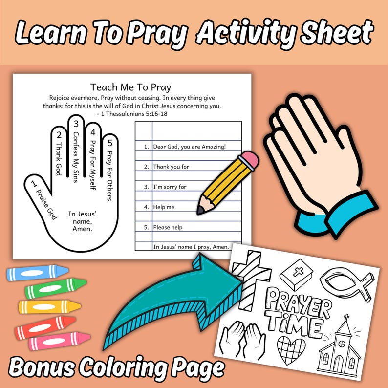 Teach Me to Pray Printable Church Activity for Kids Sunday School Bible ...