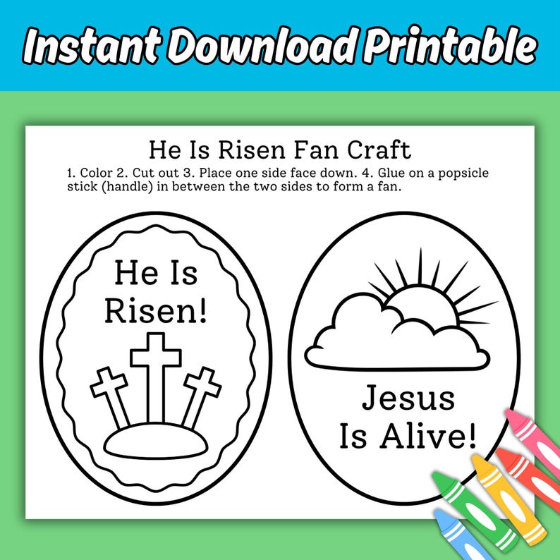 He is Risen Fan Craft for Kids Sunday School Bible Lesson, the ...