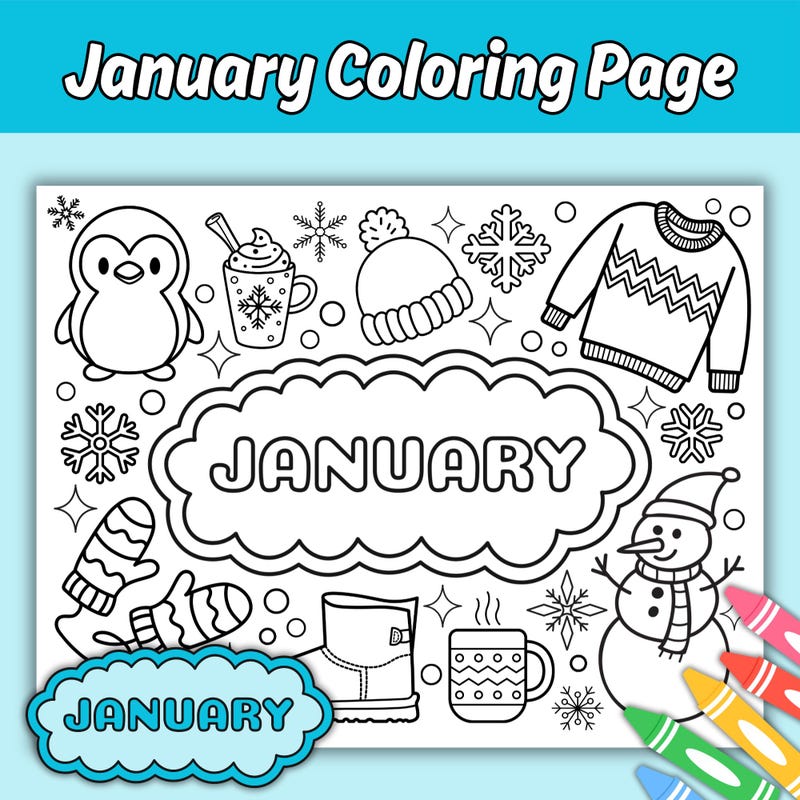 January Coloring Book Kids - Etsy