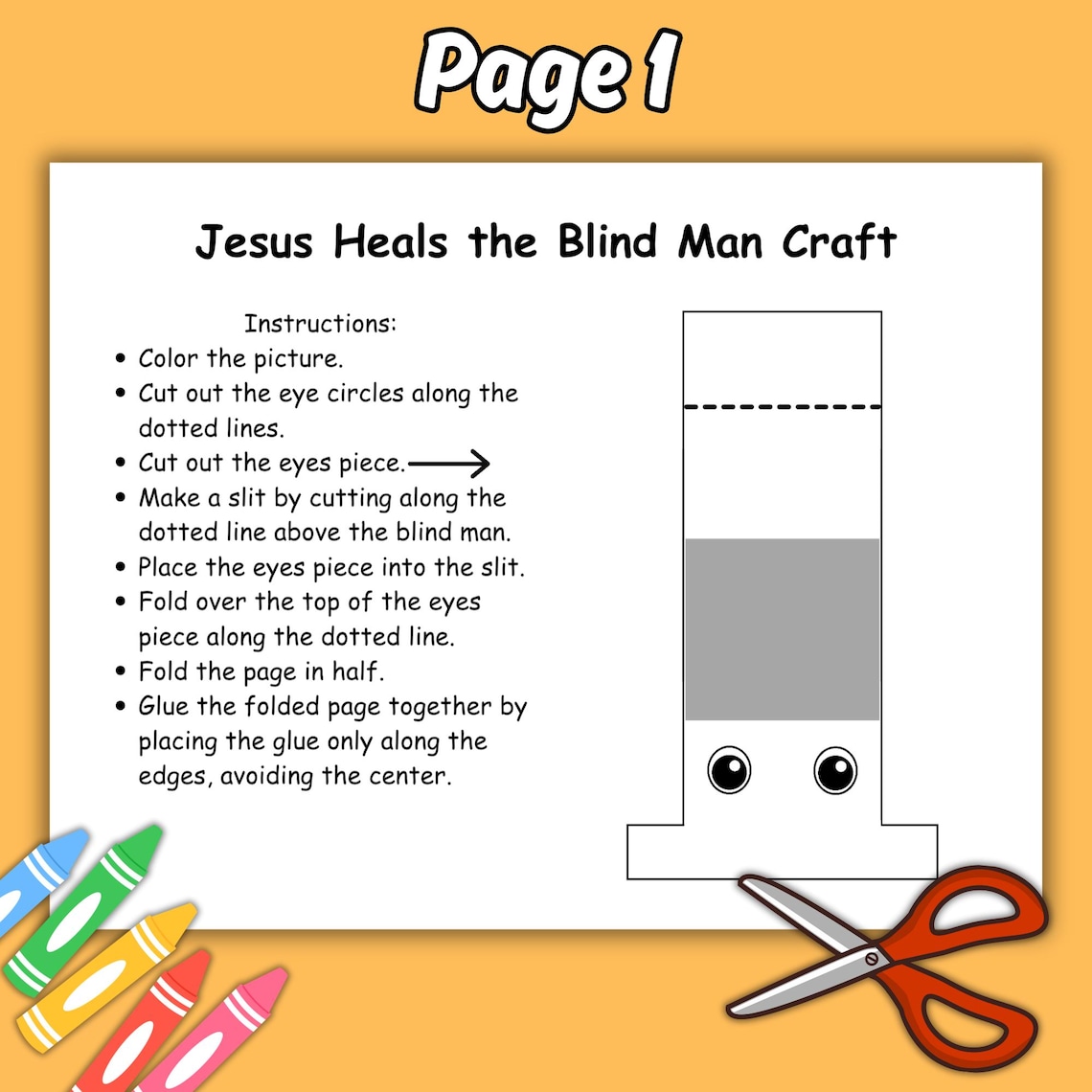 Jesus Heals the Blind Man Bible Craft Printable for Kids Sunday School ...
