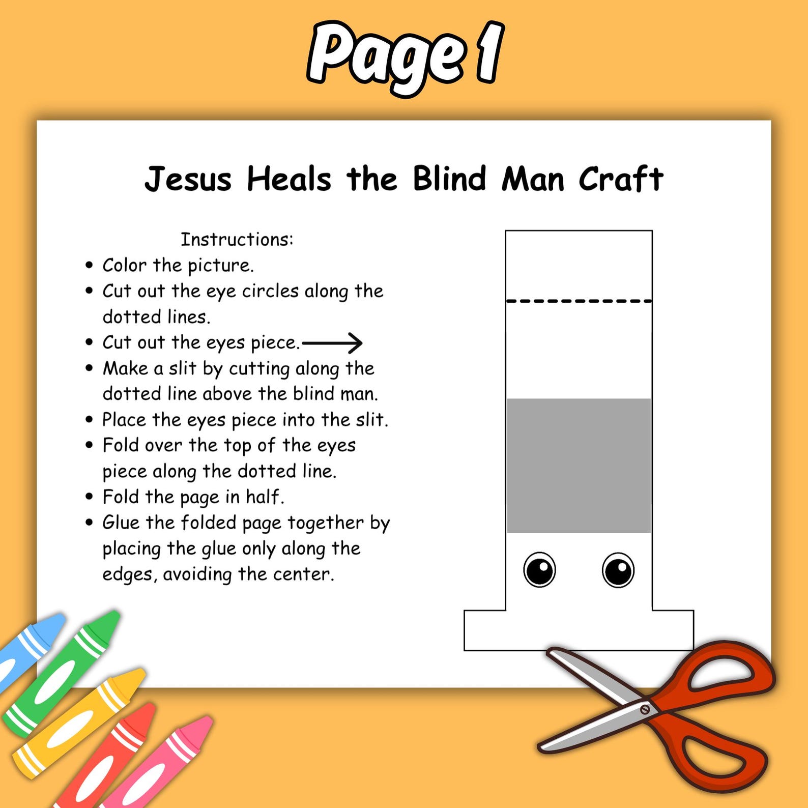 Jesus Heals the Blind Man Bible Craft Printable for Kids Sunday School ...