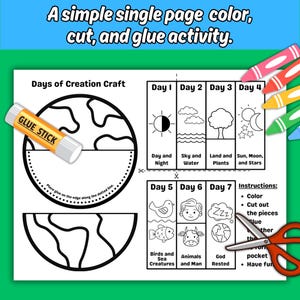 The Creation Craft Bible Story Coloring Activity for Kids, God's 7 Days ...