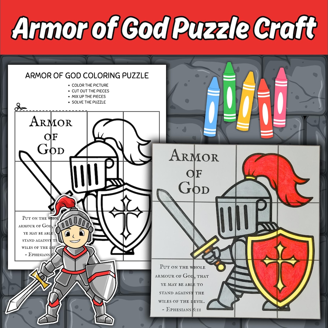 Armor of God Coloring Puzzle Craft Sunday School Bible Lesson ...