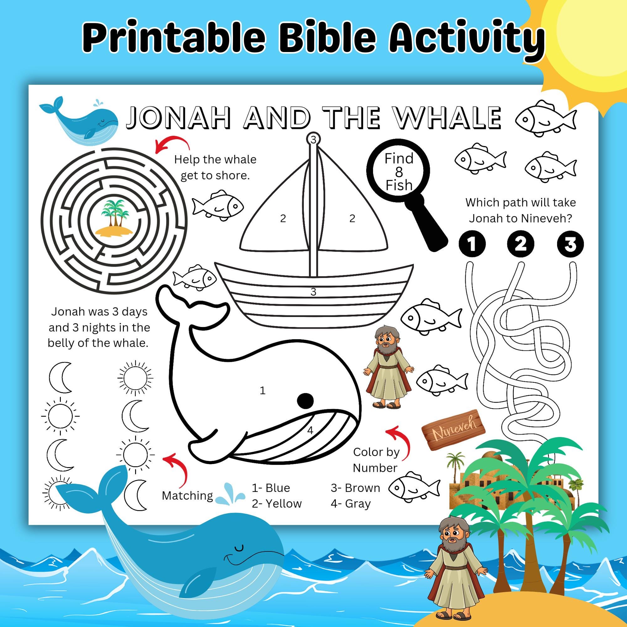 Jonah Bible Story Activities Jonah And The Whale Bible Story Wheel,