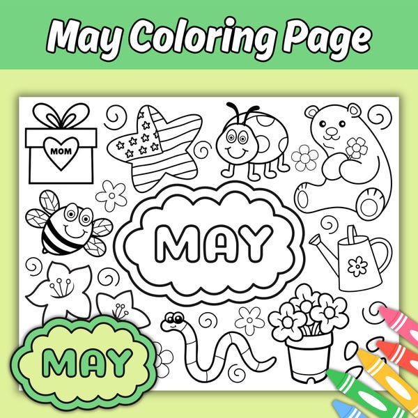 May Coloring Sheets - Etsy