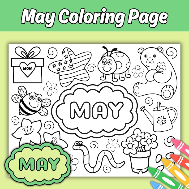 May Coloring Sheets - Etsy
