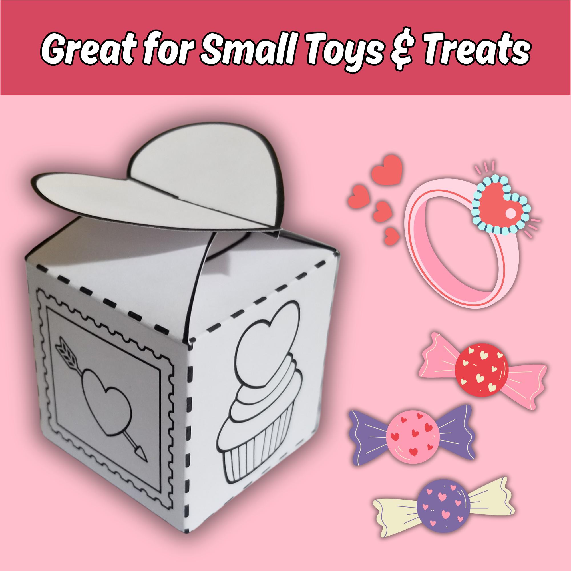 Heart Cube Gift Box Craft for Kids, Printable Heart Treat Box Valentine ...