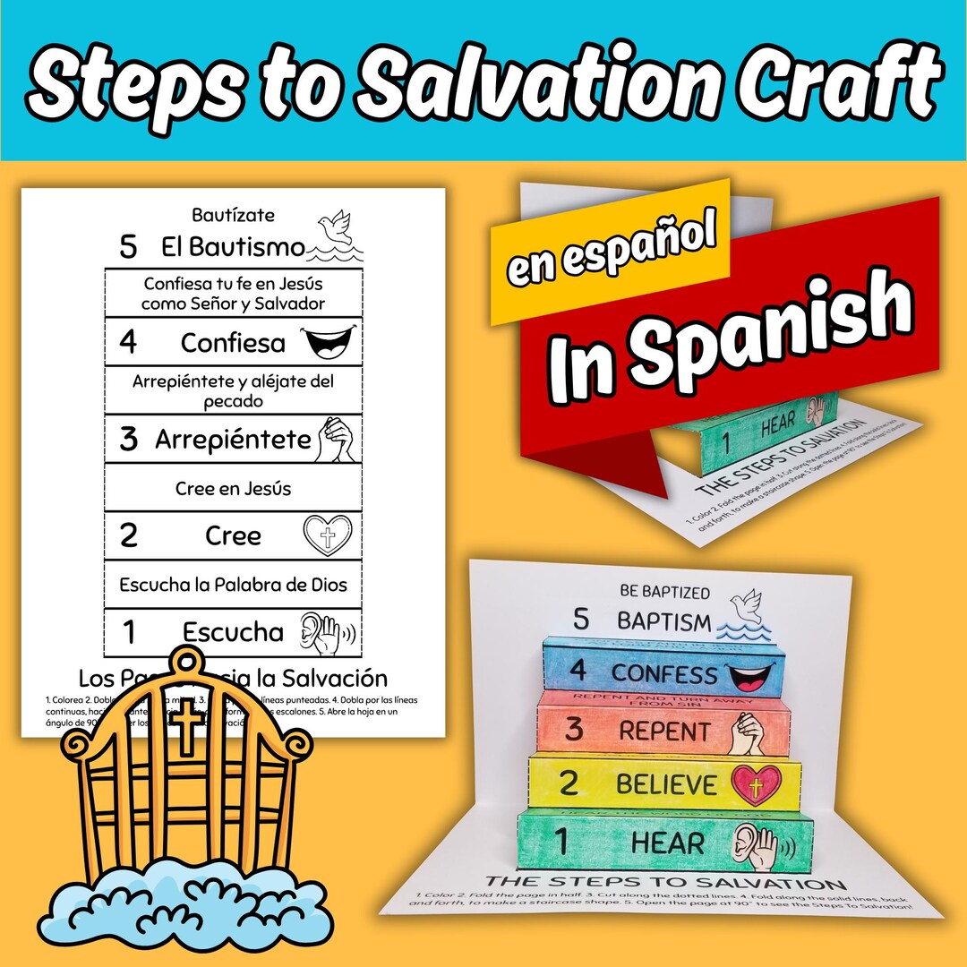 The Steps to Salvation Craft IN SPANISH for Kids Sunday School Bible ...