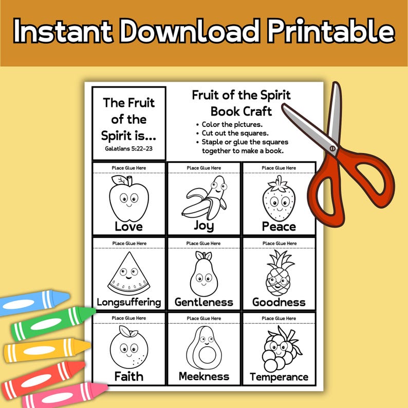 Fruit of the Spirit Mini Book Craft Printable for Kids Christian Sunday ...