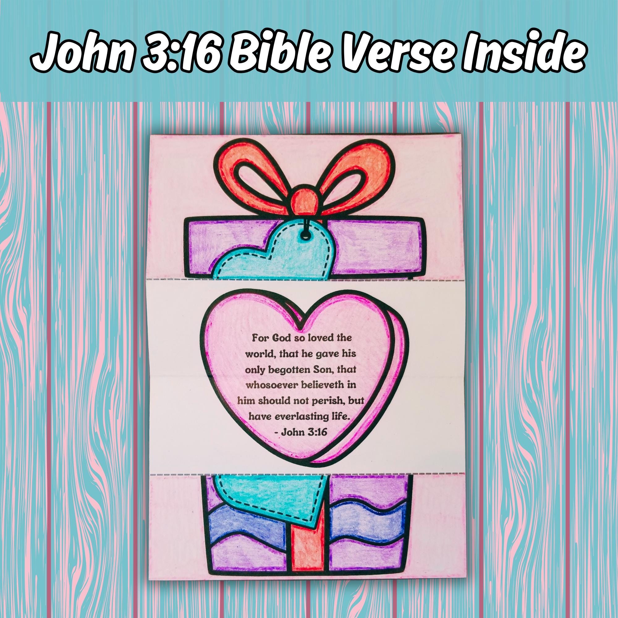 John 3:16 Folding Surprise Bible Craft Printable for Kids Sunday School ...