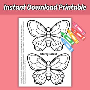 Make A Butterfly Paddle Fan Printable Springtime Coloring Activity ...