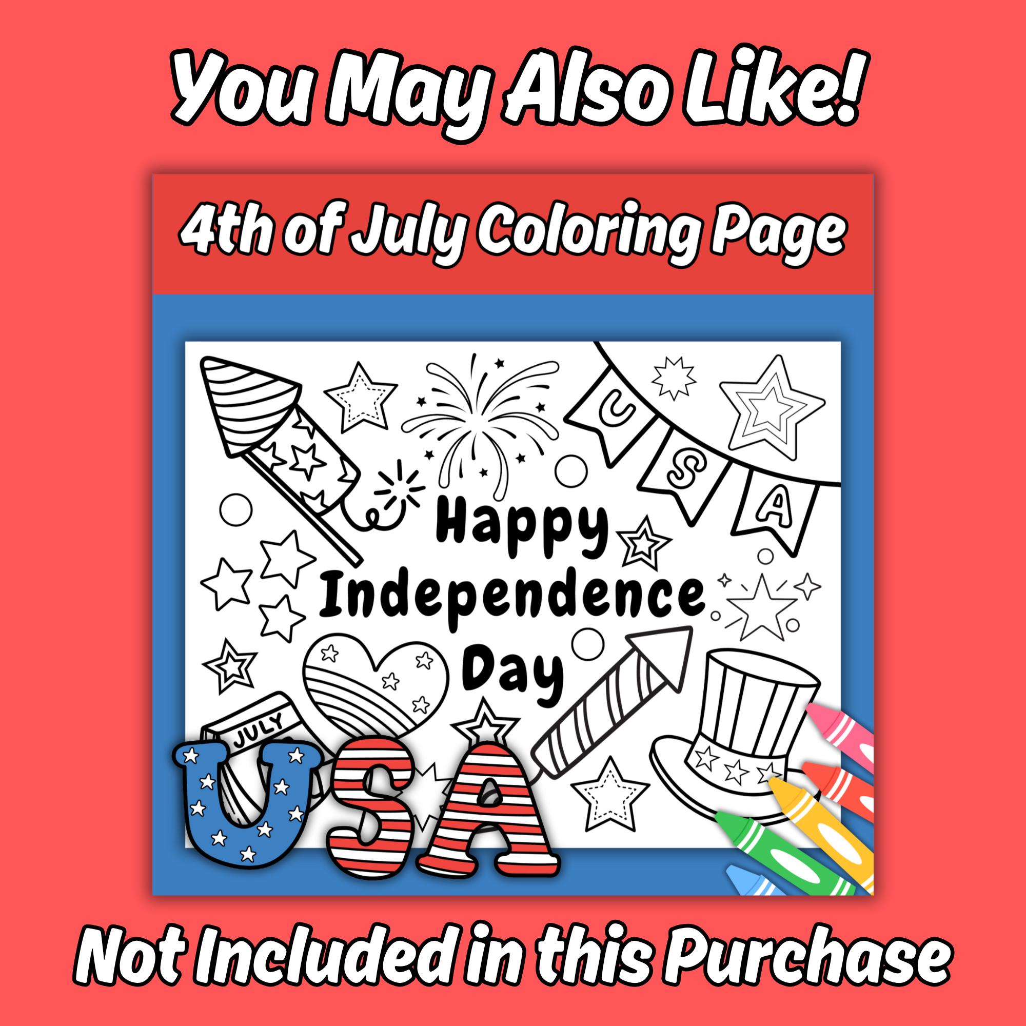Month of July Printable Coloring Placemat Page for Kids Simple and Bold ...