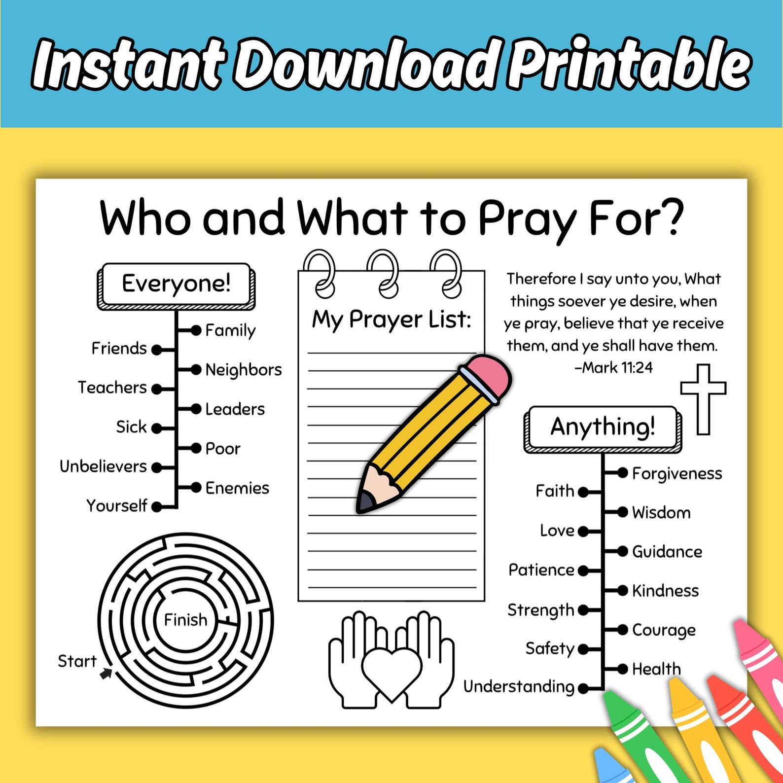 Prayer Activities for Kids Printable Bundle, Sunday School Prayer ...