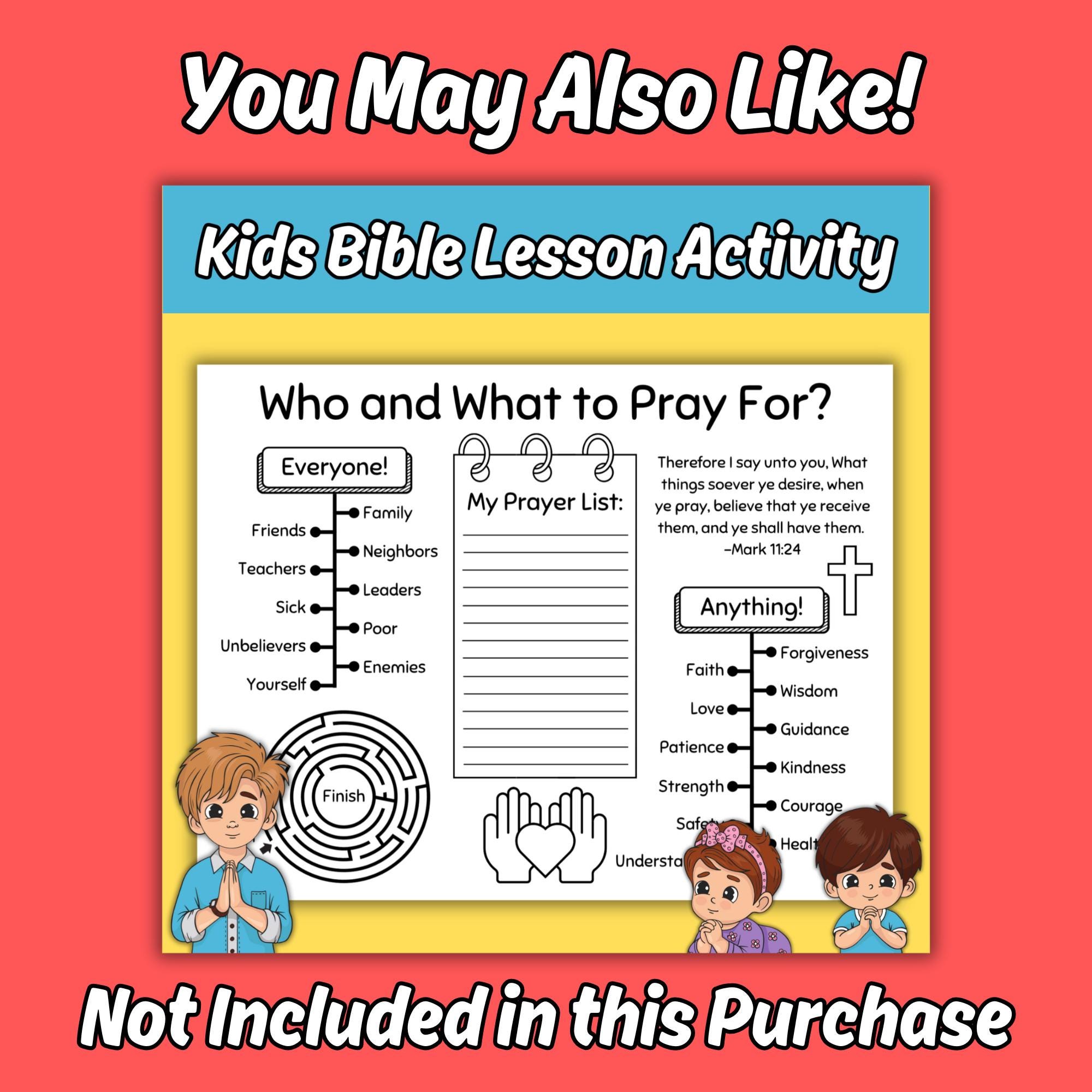 Prayer Bible Lesson Activity Sheet for Kids, When Should I Pray Sunday ...