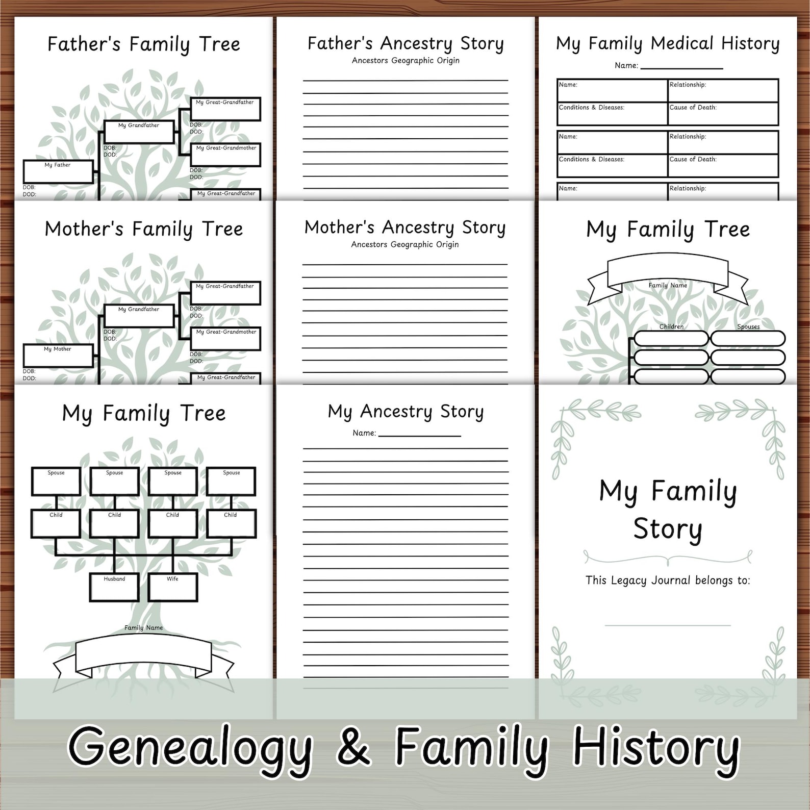 My Family Story Printable Legacy Journal, Family Tree Keepsake Journal ...