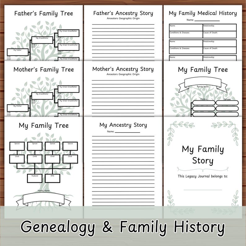 My Family Story Printable Legacy Journal, Family Tree Keepsake Journal ...