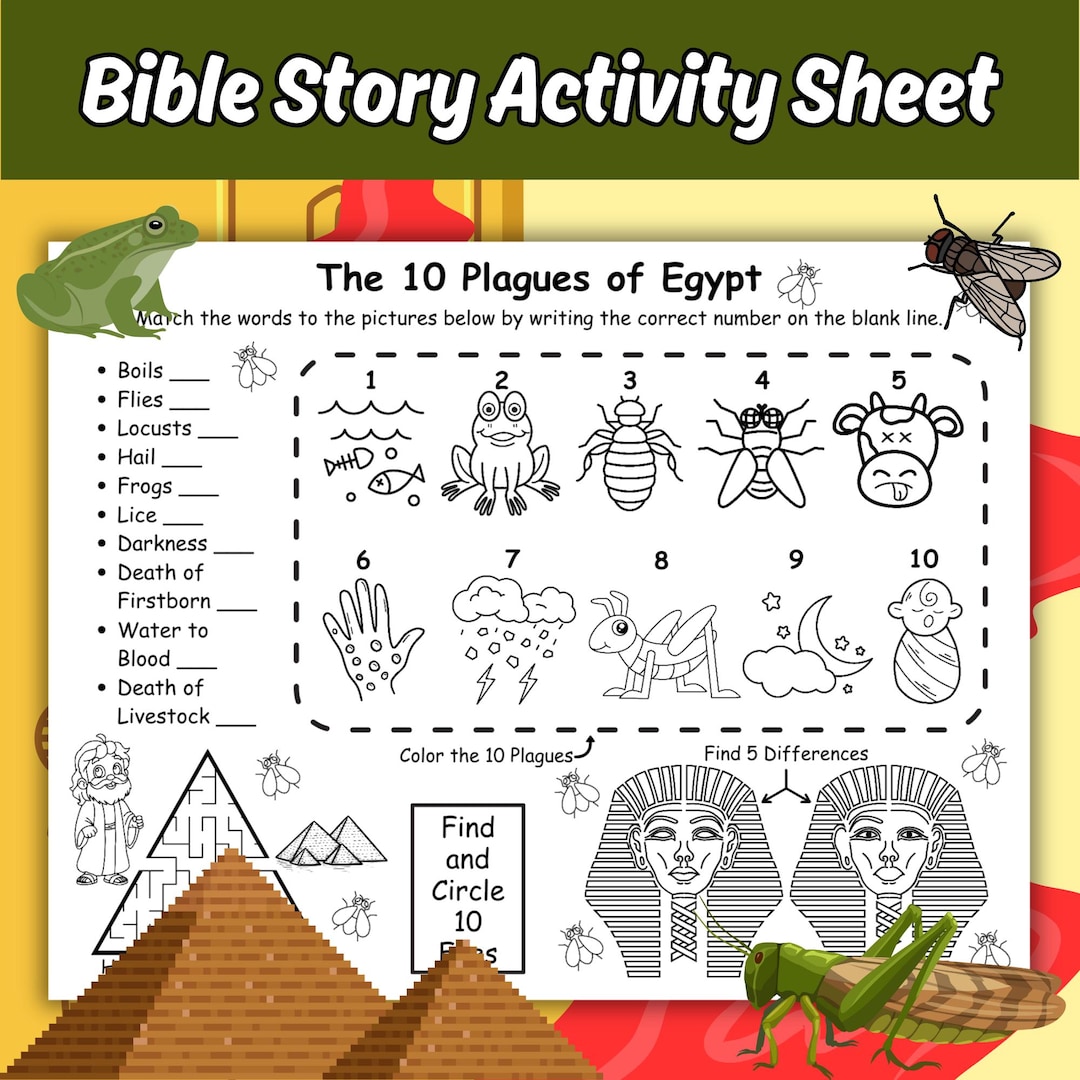 The 10 Plagues of Egypt Kids Activity Sheet, Bible Story Coloring ...