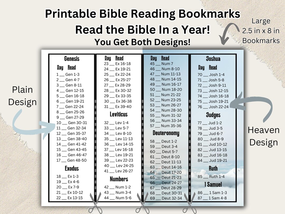 Printable Daily Bible Reading Tracker Bookmarks, Read the Bible in a ...