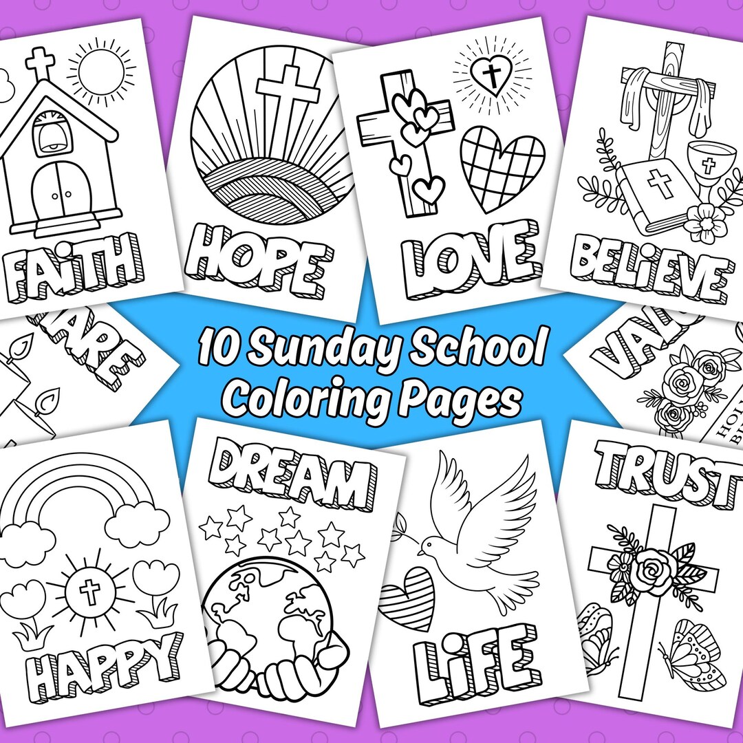 Sunday School Coloring Pages for Kids, A 10 Page Faith-based Christian ...