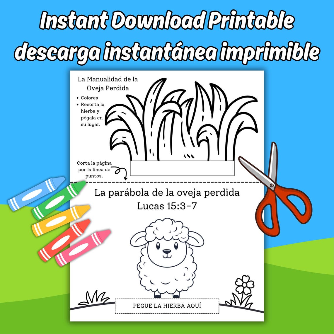 The Lost Sheep Bible Story Craft IN SPANISH Printable for Kids Sunday ...
