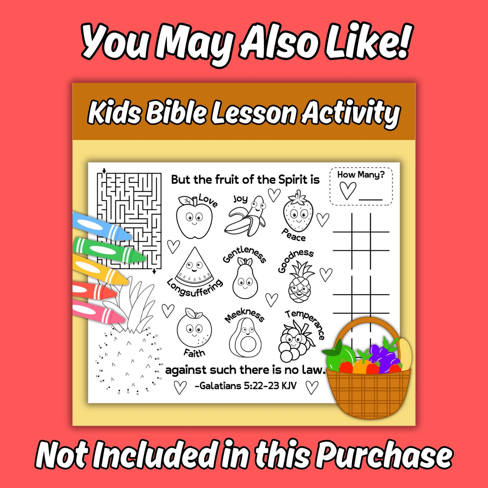 Fruit of the Spirit Mini Book Craft Printable for Kids Christian Sunday School Bible Lesson ...