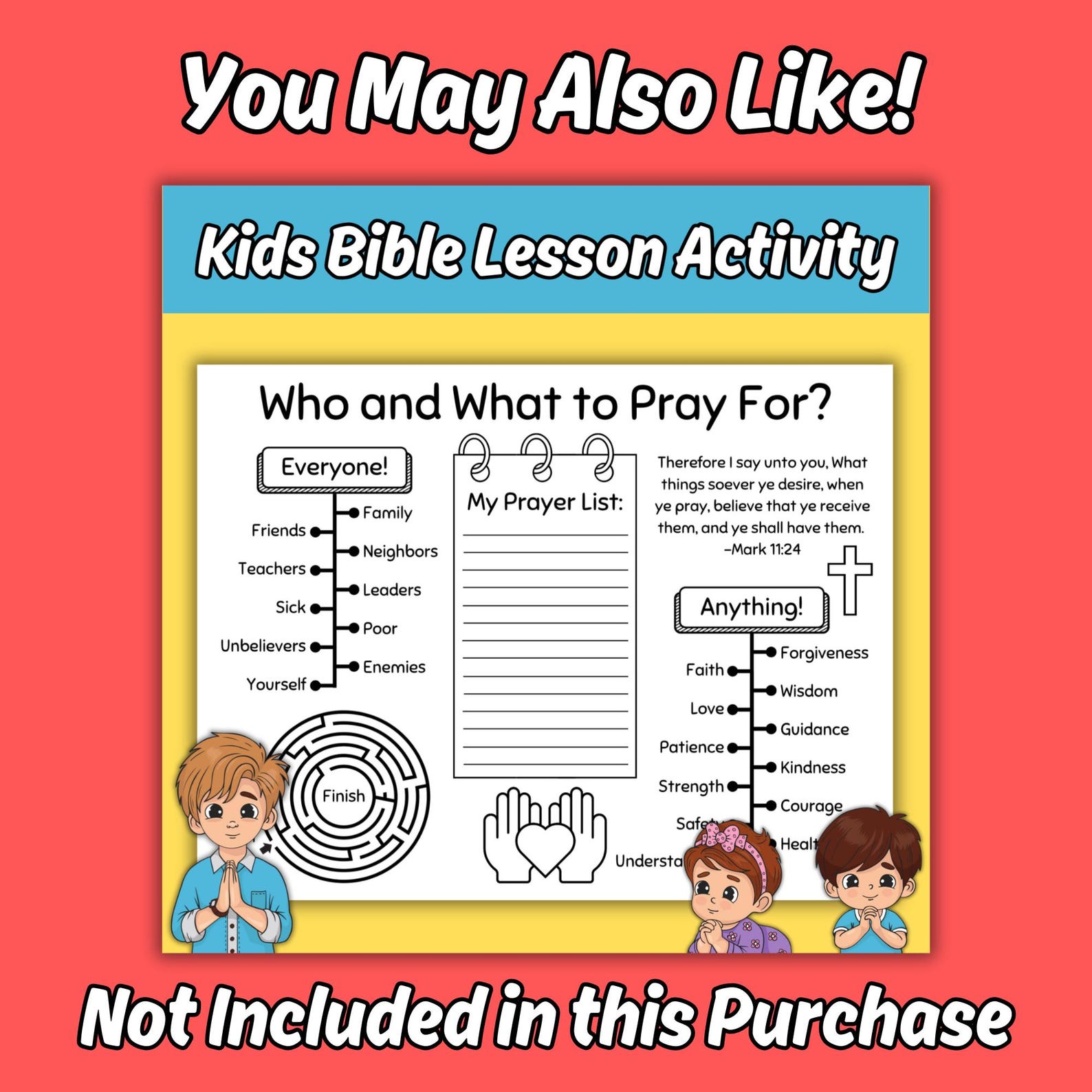 Teach Me to Pray Printable Church Activity for Kids Sunday School Bible ...