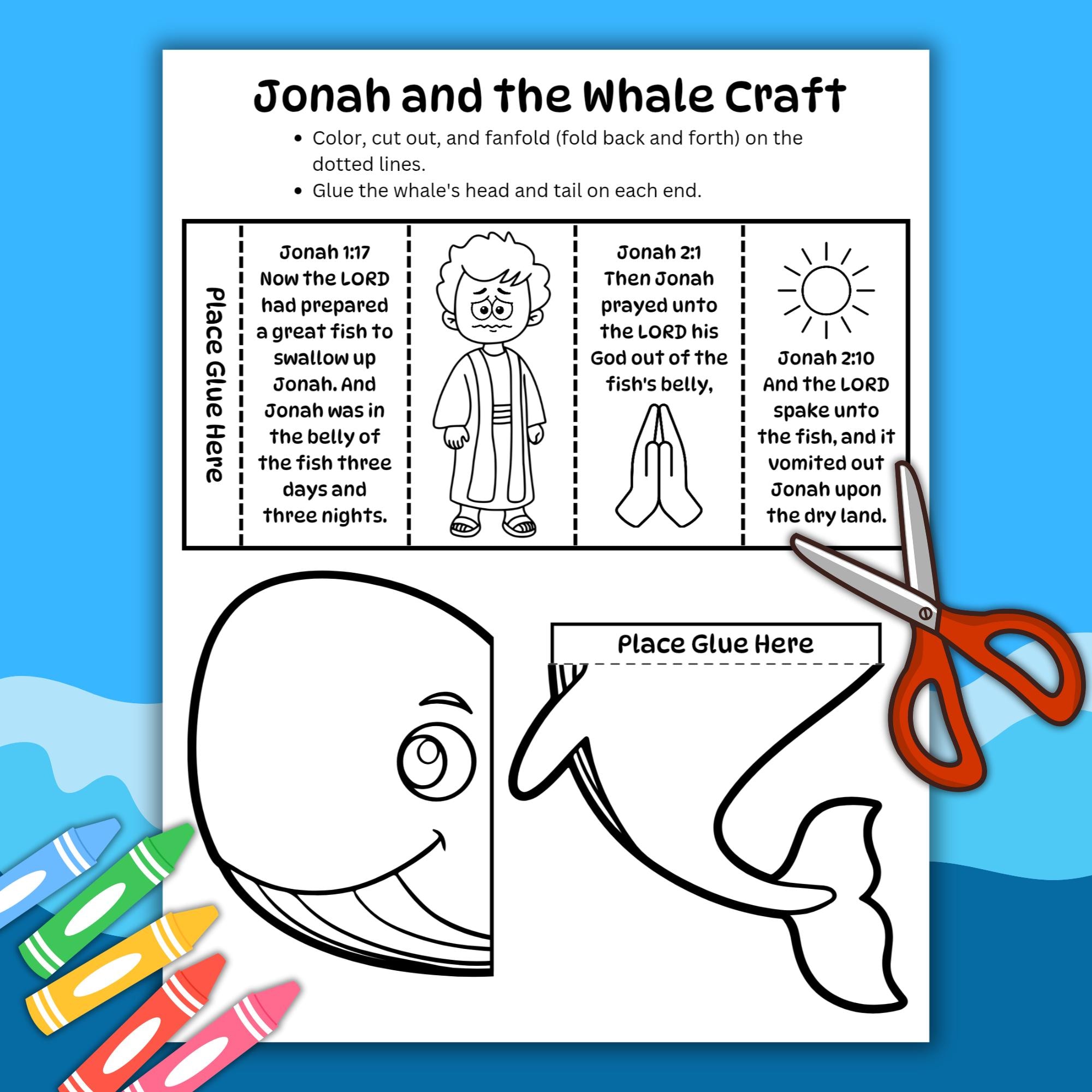 Jonah and the Whale Folding Suprise Bible Craft Printable for Kids ...