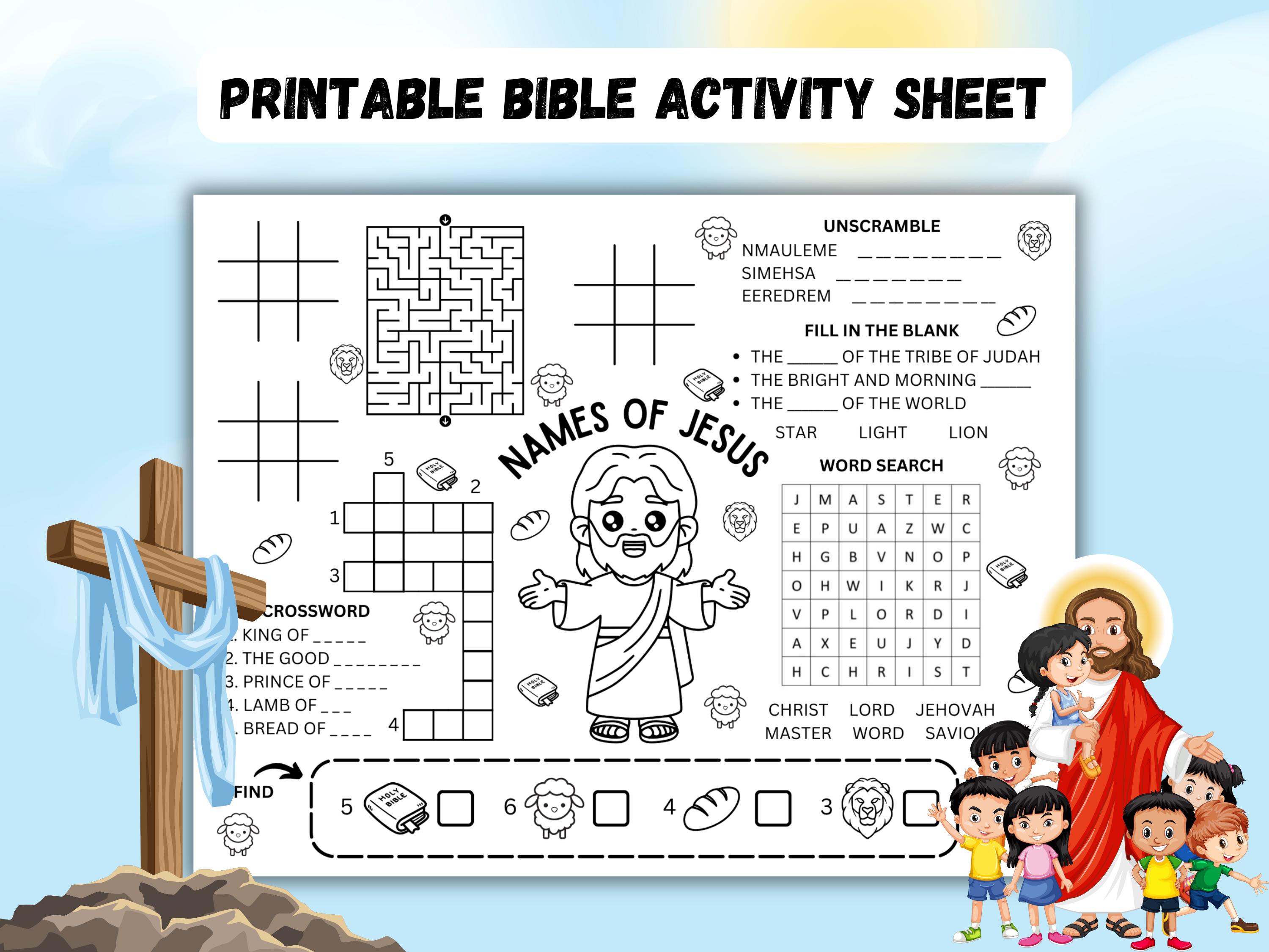 Names of Jesus Kids Activity Sheet, Bible Coloring Activity Page, Jesus ...