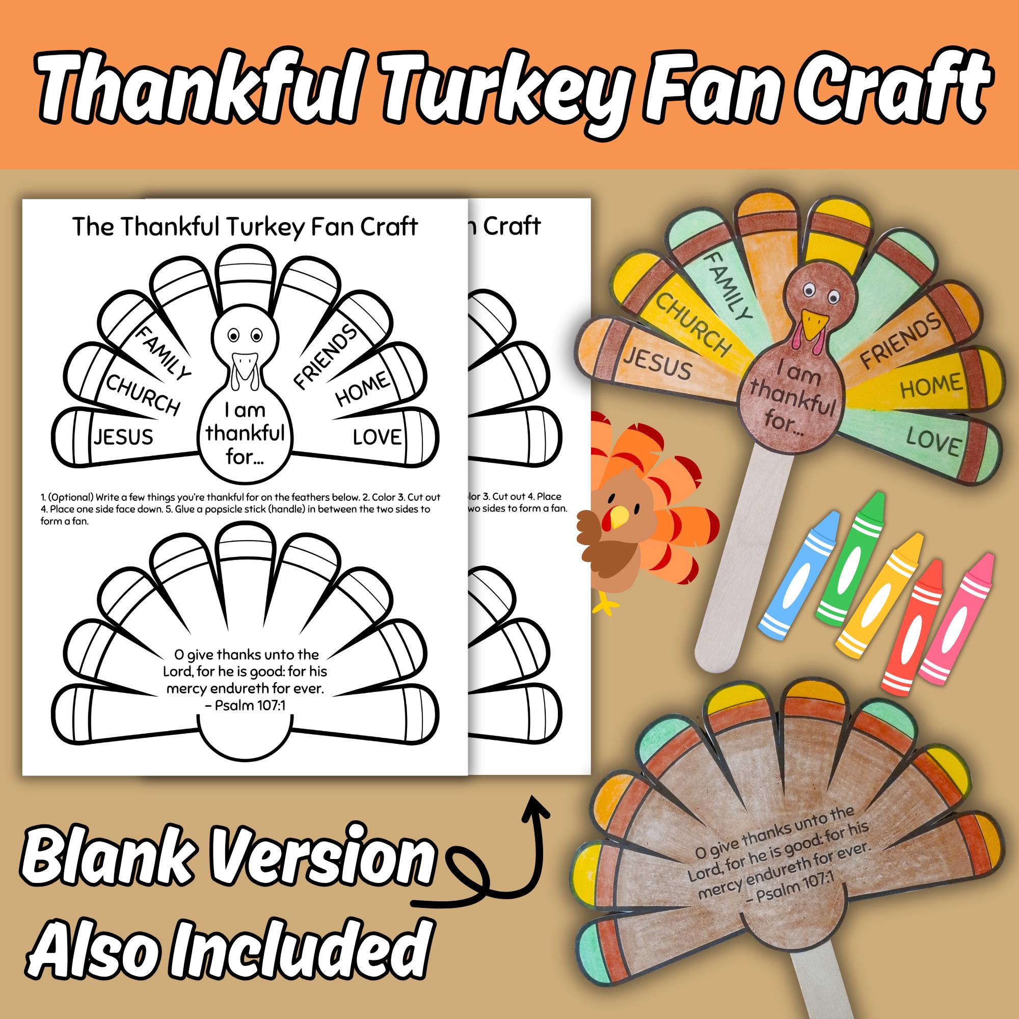 The Thankful Turkey Fan Craft for Kids Sunday School Bible Lesson ...