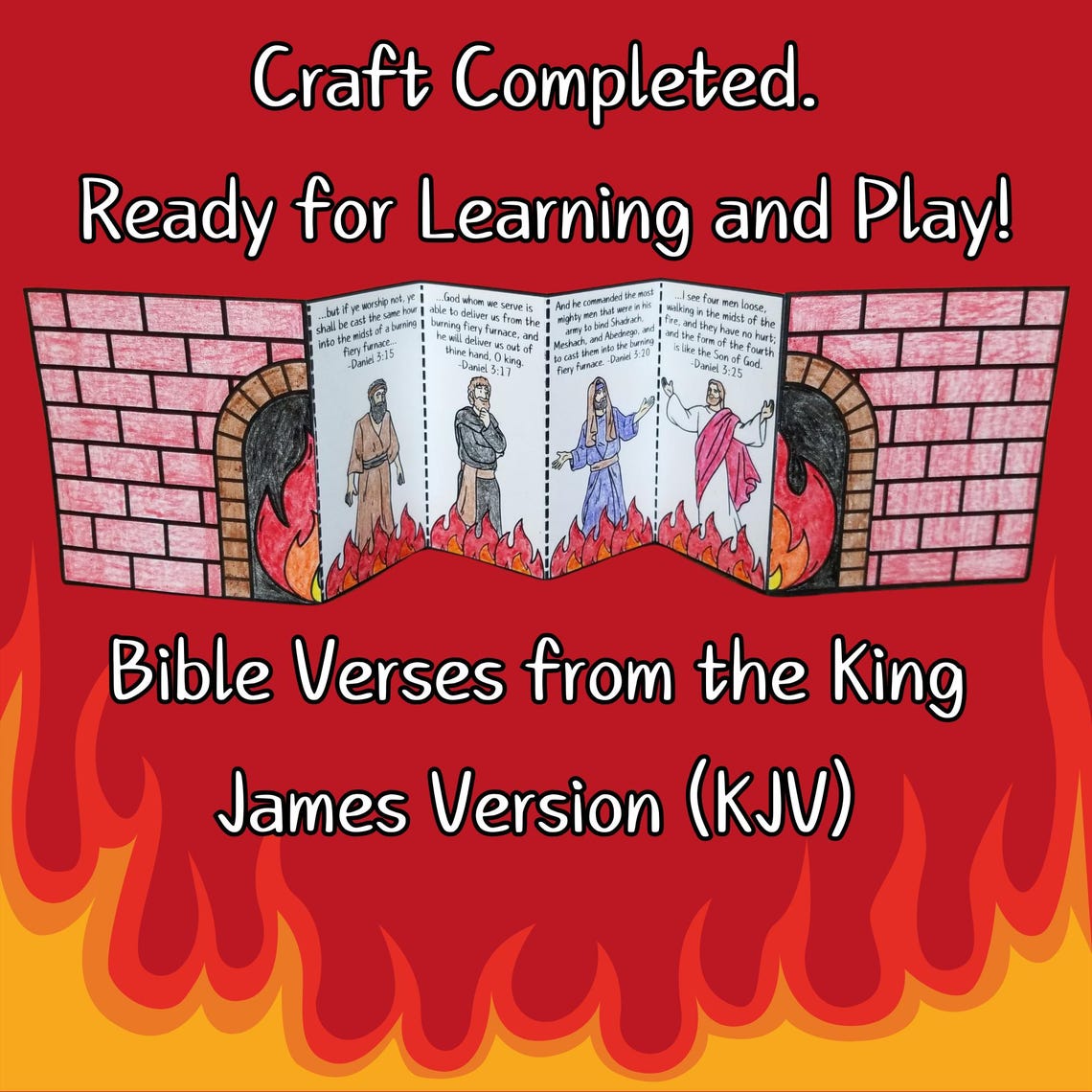 The Fiery Furnace Folding Suprise Bible Craft Printable for Kids Sunday ...