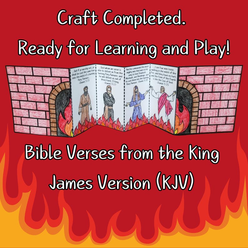 The Fiery Furnace Folding Suprise Bible Craft Printable for Kids Sunday ...