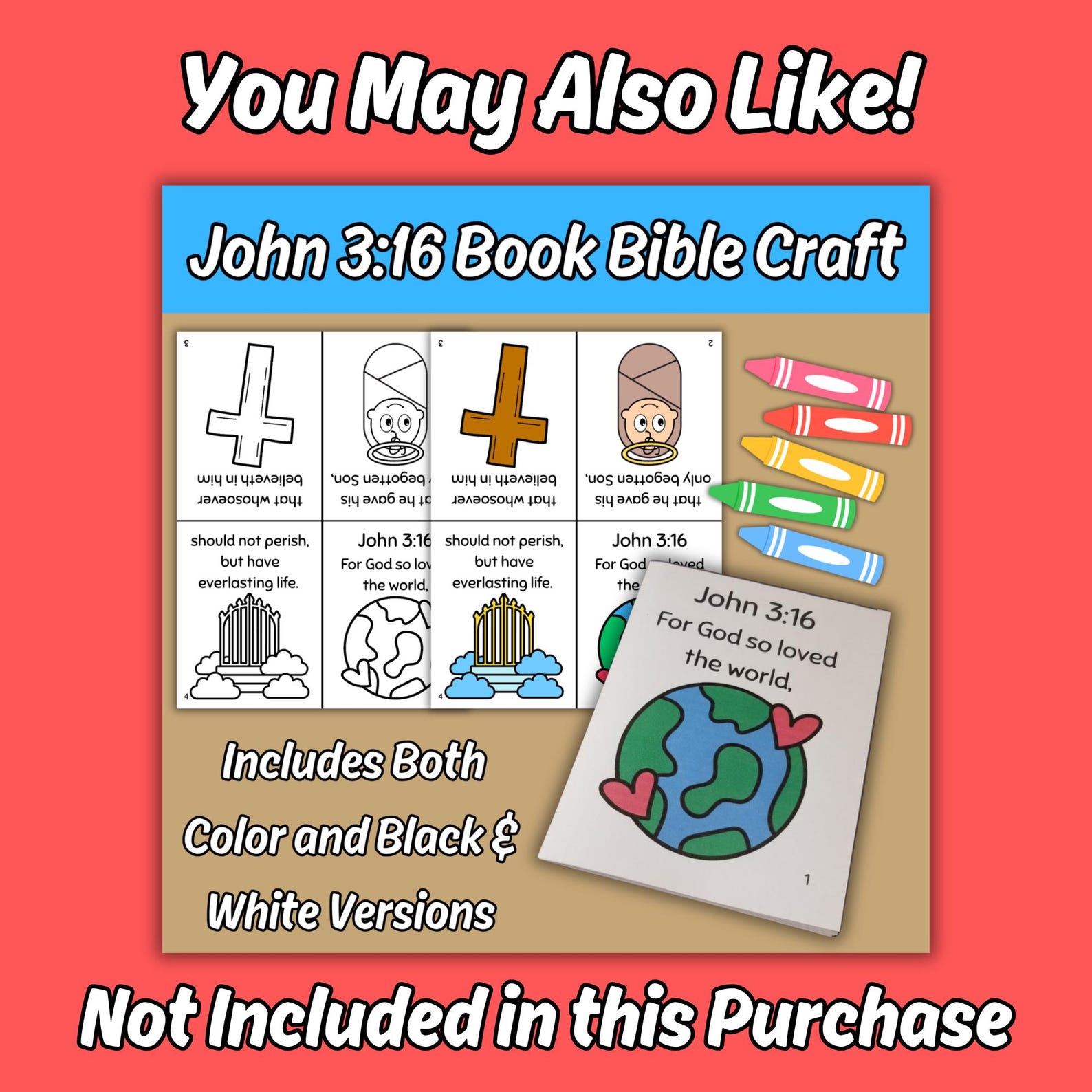 John 3:16 Folding Surprise Bible Craft Printable for Kids Sunday School ...