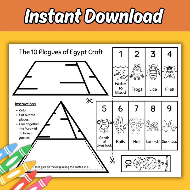 The Ten Plagues of Egypt Printable Bible Story Craft for Kids Sunday ...