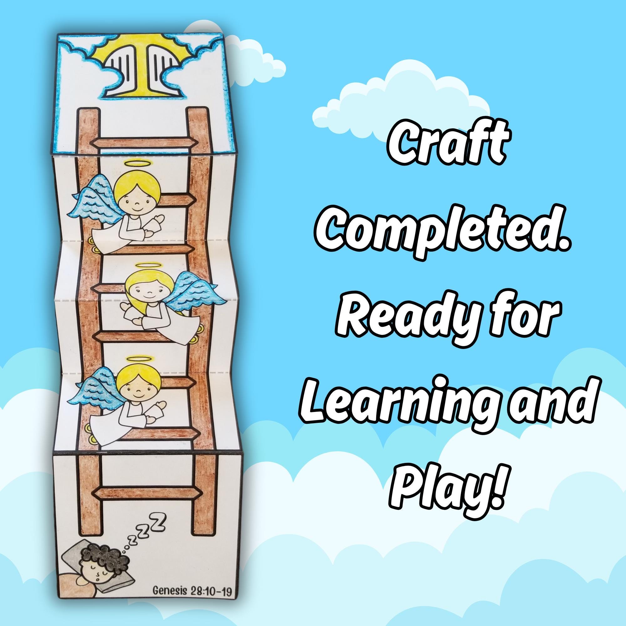 Jacob's Ladder Folding Suprise Bible Craft Printable for Kids Sunday ...
