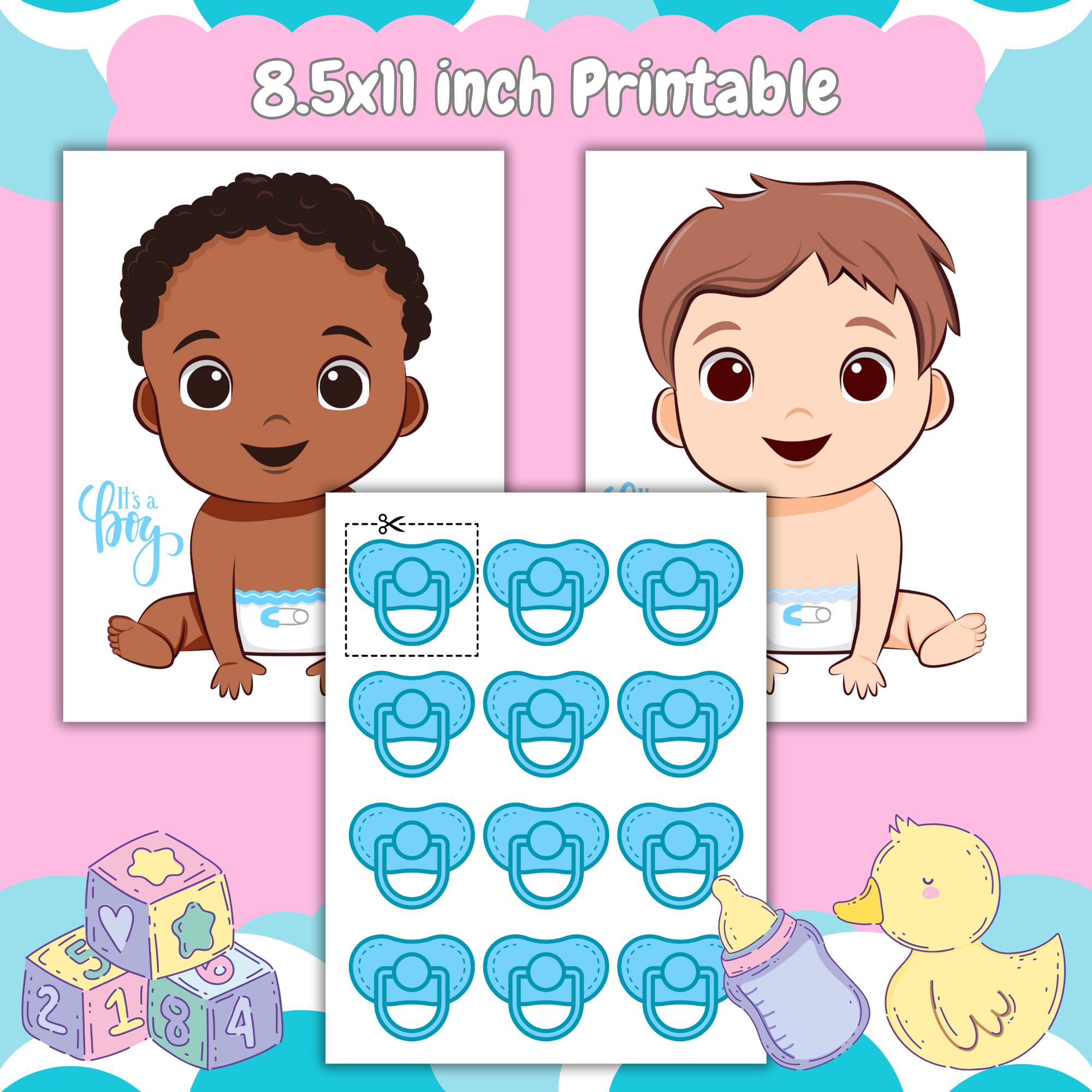 Pin the Pacifier on the Baby Game, Baby Shower Game, Printable Baby ...