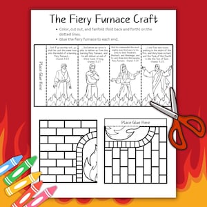 The Fiery Furnace Folding Suprise Bible Craft Printable for Kids Sunday ...