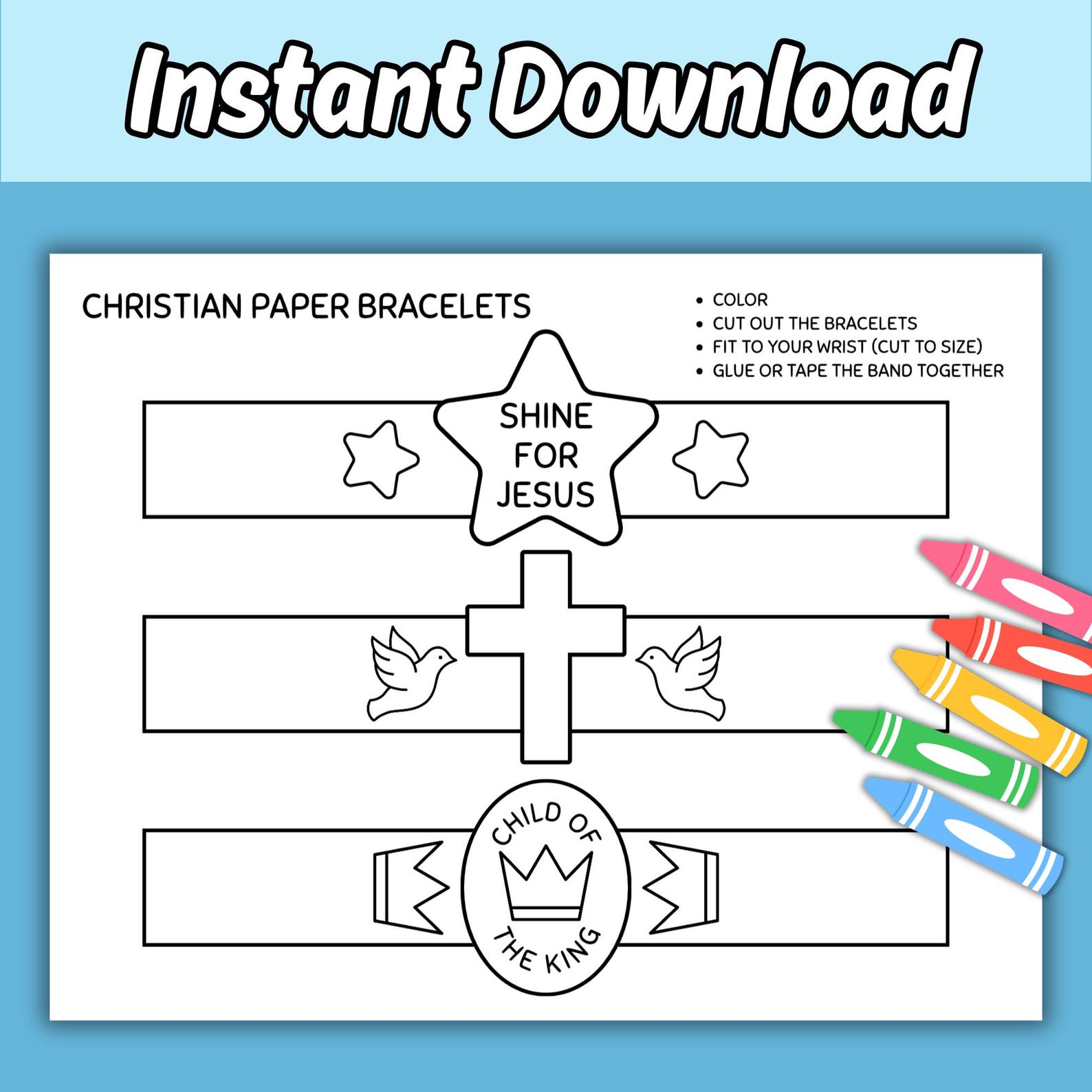 Christian Printable Paper Bracelets Craft for Kids Sunday School Bible ...