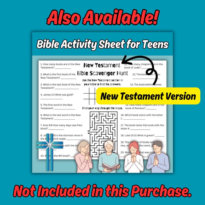 Old Testament Books of the Bible Scavenger Hunt Activity Sheet Placemat ...