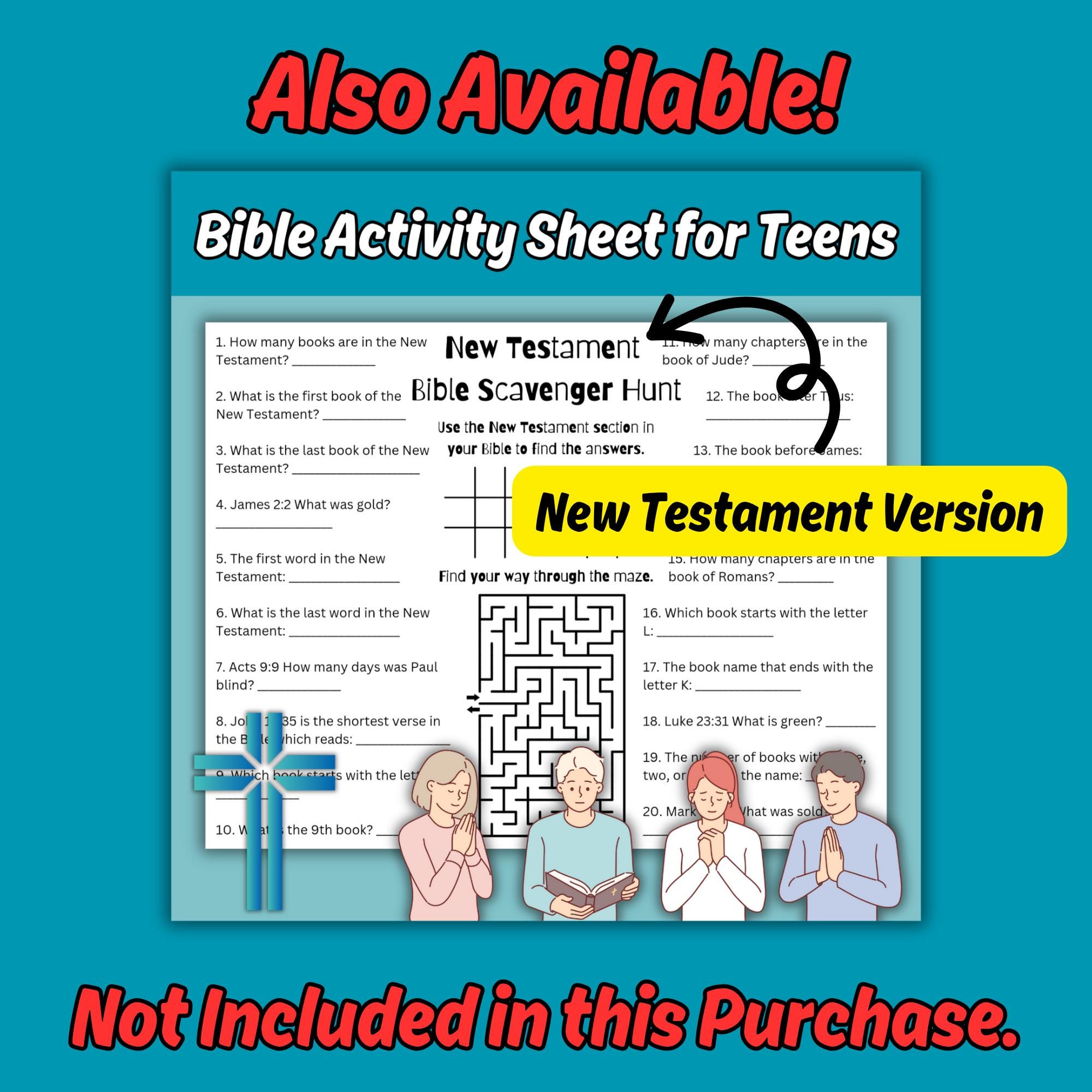 Old Testament Books of the Bible Scavenger Hunt Activity Sheet Placemat ...