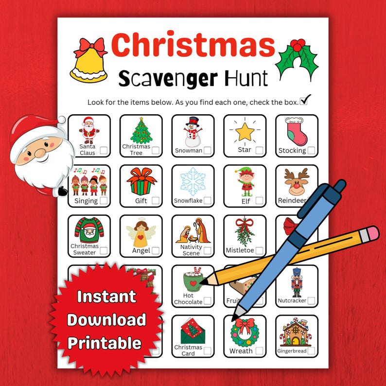 Christmas Scavenger Hunt Activity Printable, Indoor Scavenger Hunt ...