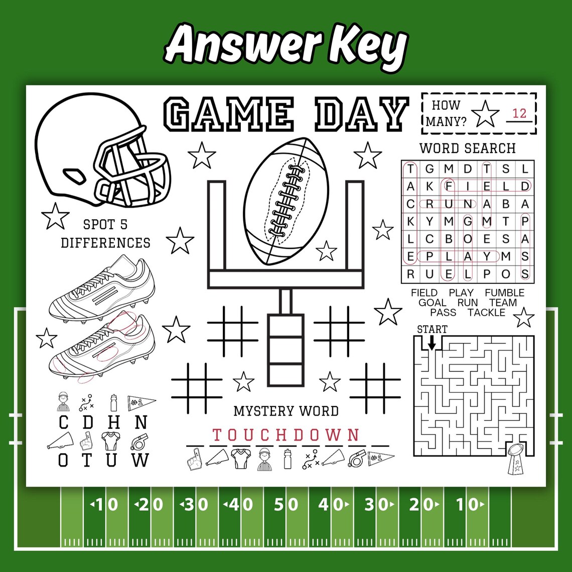 Football Game Day Kids Activity Sheet, Printable Football Themed ...