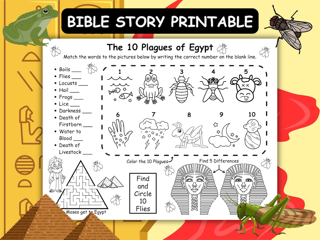 The 10 Plagues of Egypt Kids Activity Sheet, Bible Story Coloring ...
