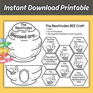 The Beatitudes Bee Craft for Kids Sunday School Bible Lesson, Jesus the ...