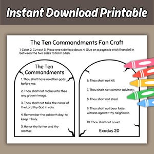 The Ten Commandments Fan Craft for Kids Sunday School Bible Lesson ...