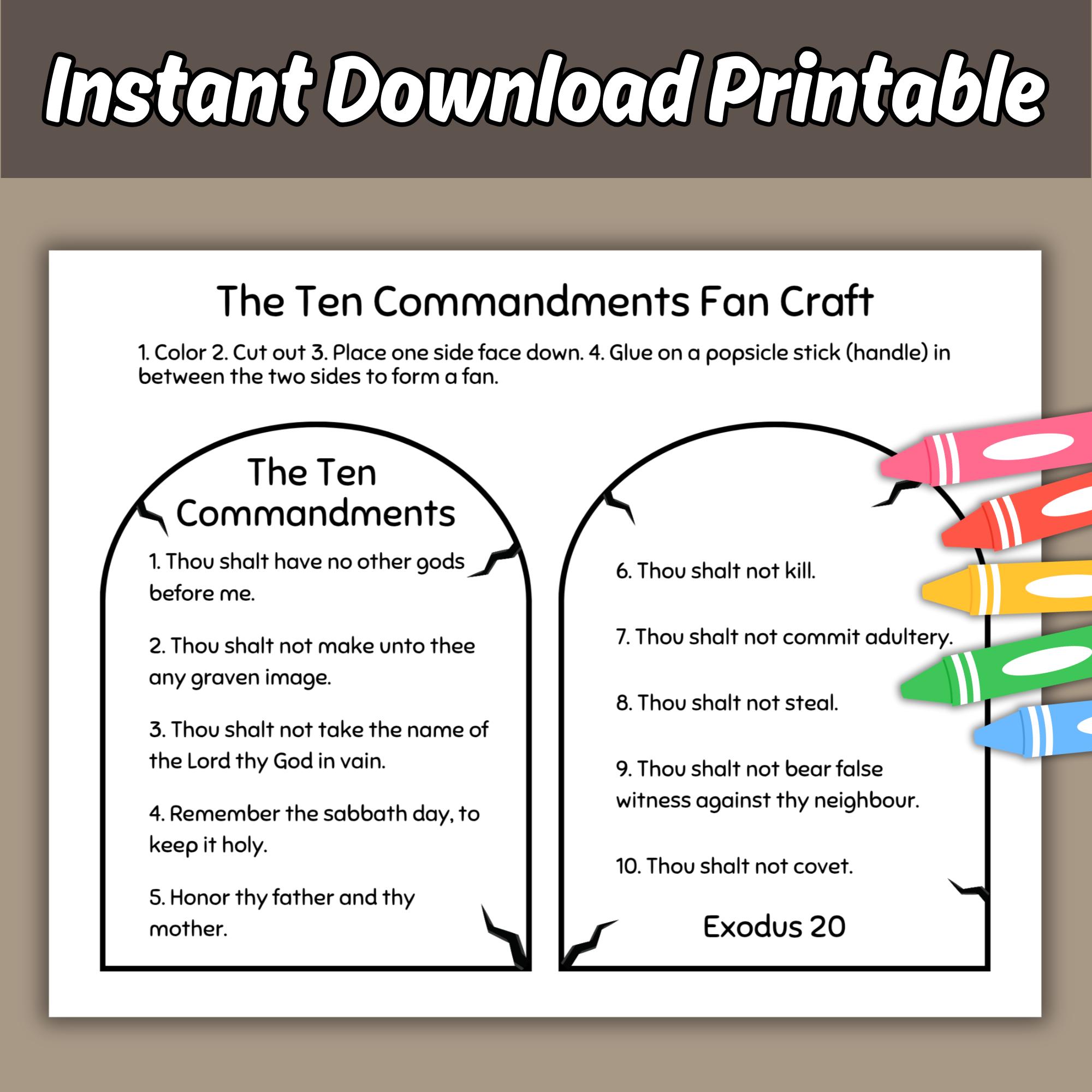 The Ten Commandments Fan Craft for Kids Sunday School Bible Lesson ...