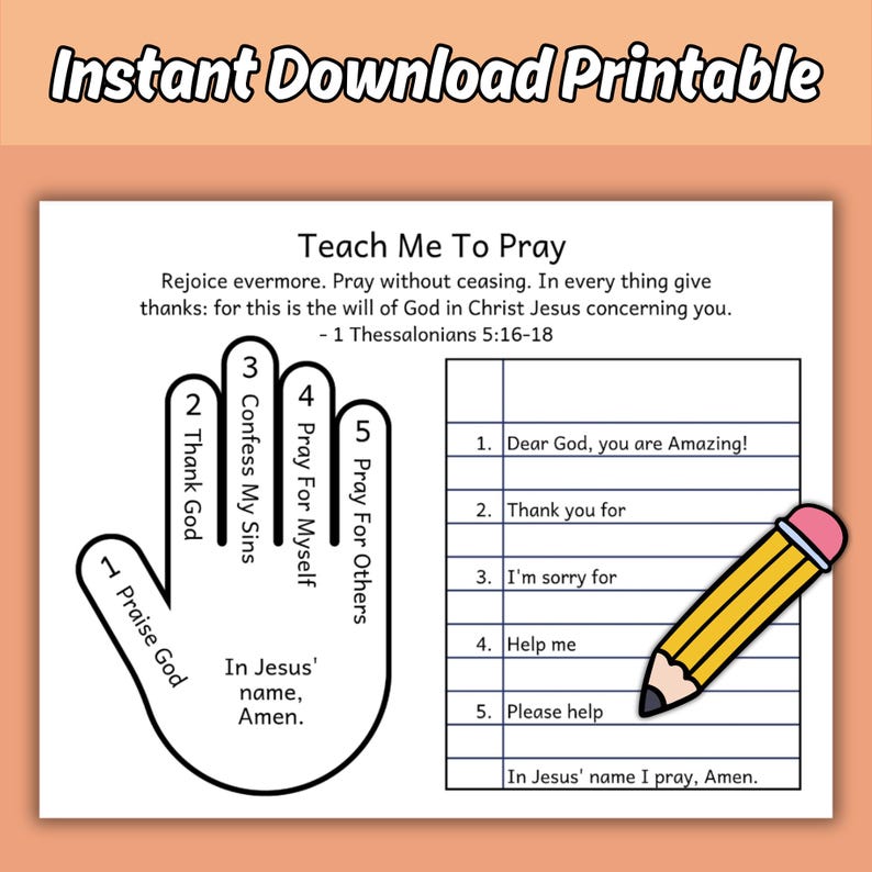 Teach Me to Pray Printable Children's Church Activity for Kids Sunday ...