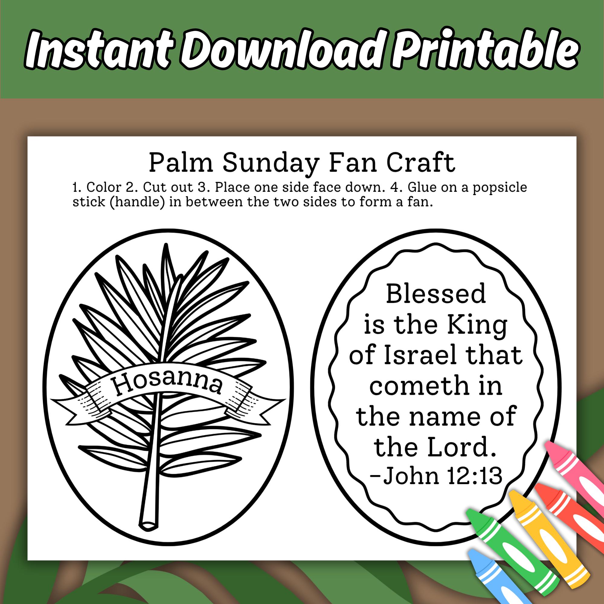 Palm Sunday Fan Craft for Kids Sunday School Bible Lesson, Palm Sunday ...