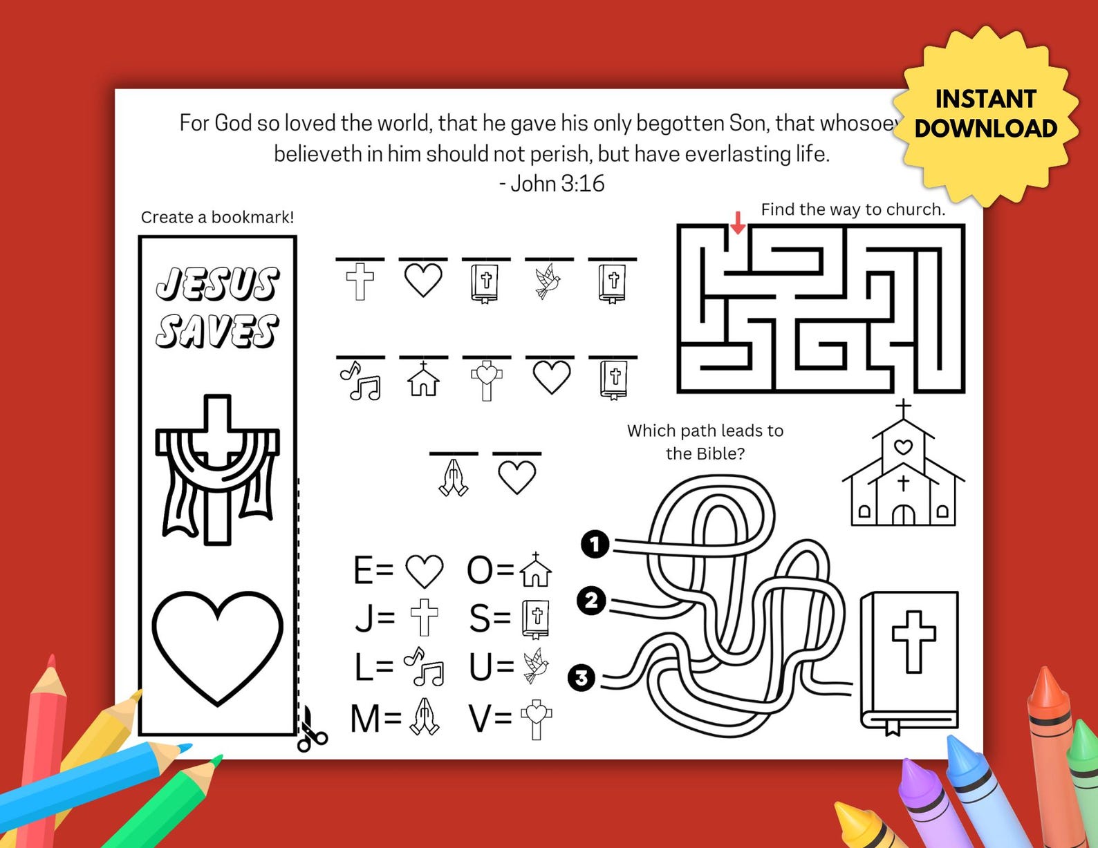 Jesus Saves Kids Printable Activity Sheet, Bible Coloring Activity Page ...