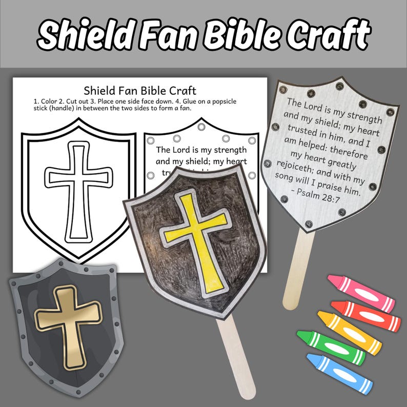 Shield Fan Bible Craft for Kids Sunday School Bible Lesson, Printable ...